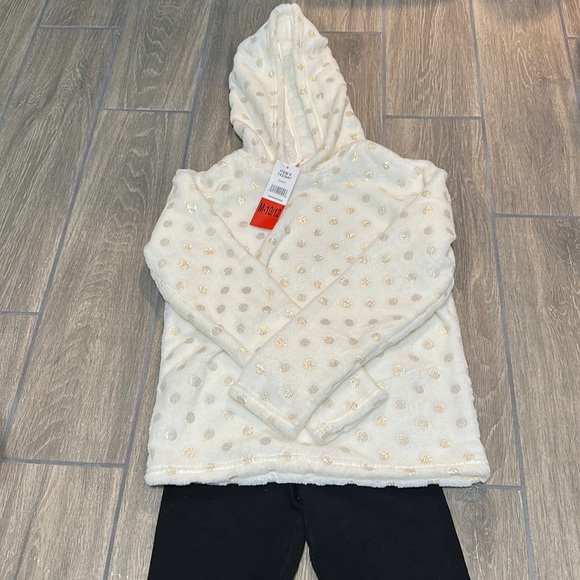 BCBG | Matching Sets | Bcbg Girls Set Black Tights Cream Hoody With ...